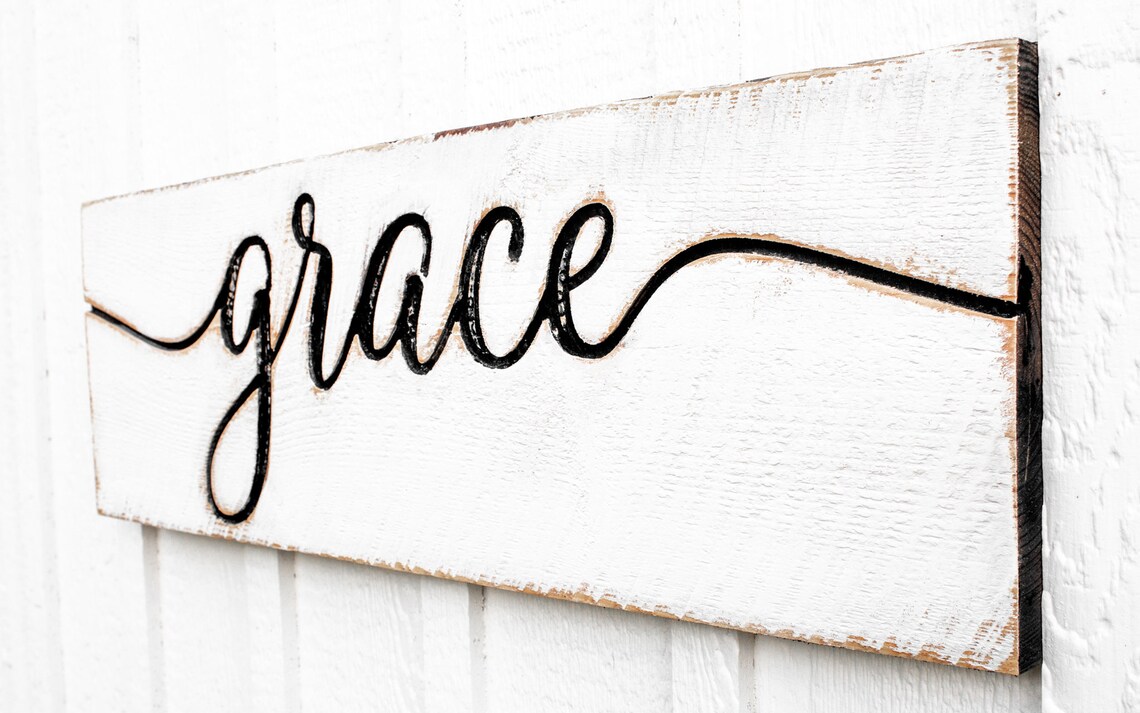 Grace Sign Carved in a 30x10 Solid Wood Board Rustic | Etsy