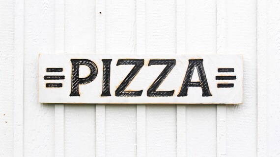 Pizza Sign Carved in a 40x10 Solid Wood Board | Etsy
