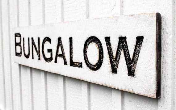 Bungalow Sign Carved in a Solid Wood Board Rustic Distressed - Etsy