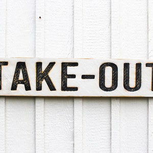 Take-Out Sign Carved in a 40x8 Solid Wood Board | Etsy