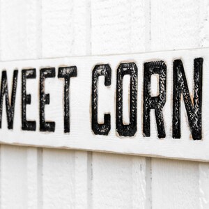 Sweet Corn Sign - Carved in a 40”x8” Solid Wood Board Rustic Distressed ...