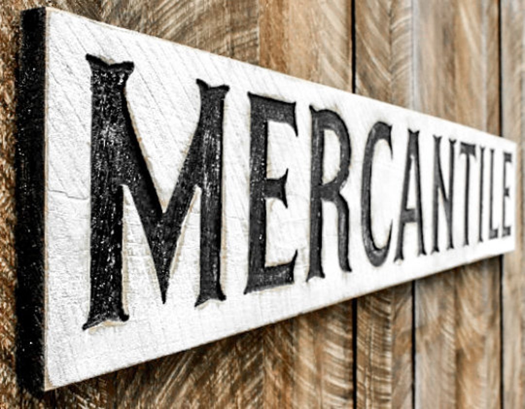 Rustic Mercantile Sign – Carved Wood, Distressed Farmhouse Decor - Etsy