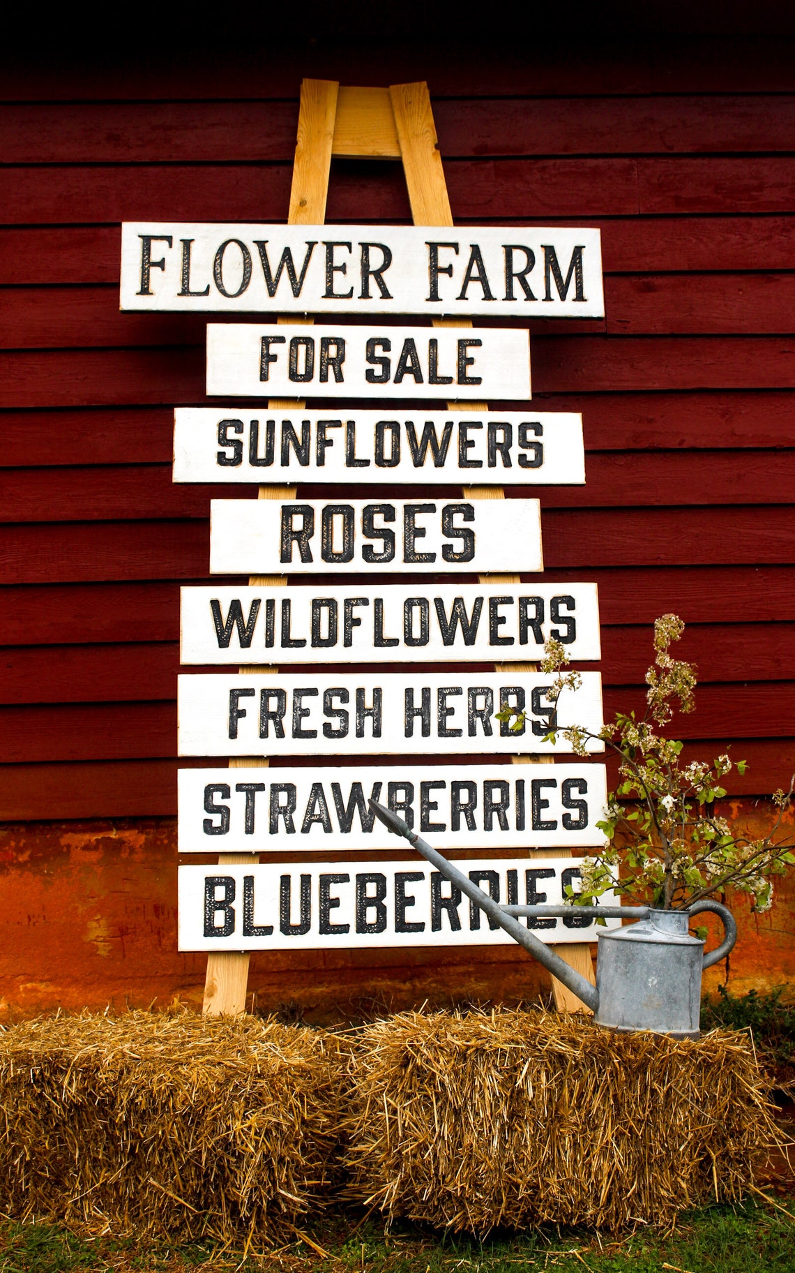 Flower Farm Sign Carved in a Solid Wood Board Rustic - Etsy