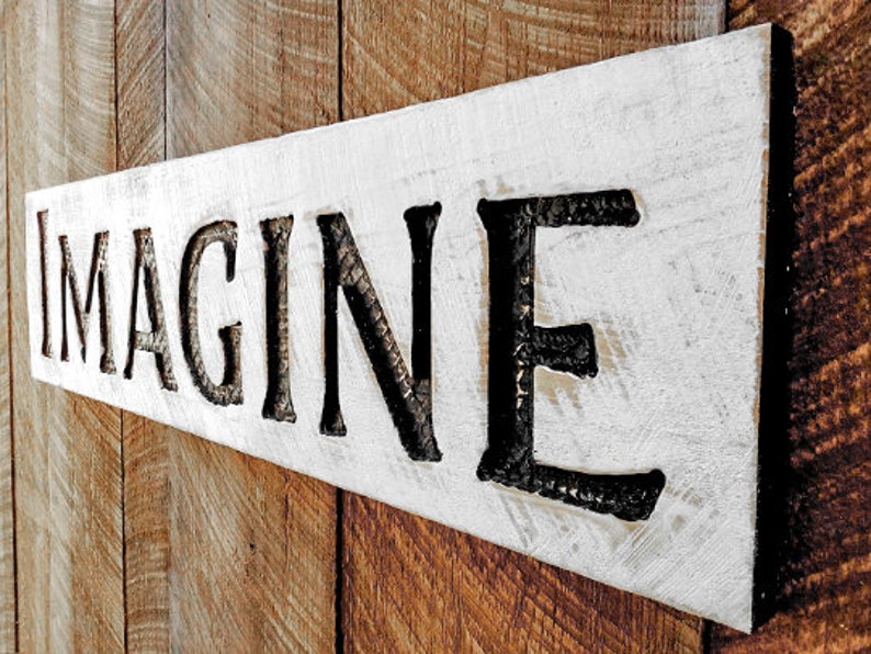 Imagine Sign Carved in a 40x10 Solid Wood Board Rustic - Etsy