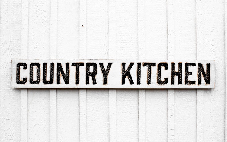 Country Kitchen Sign Carved in a Solid Wood Board Rustic | Etsy