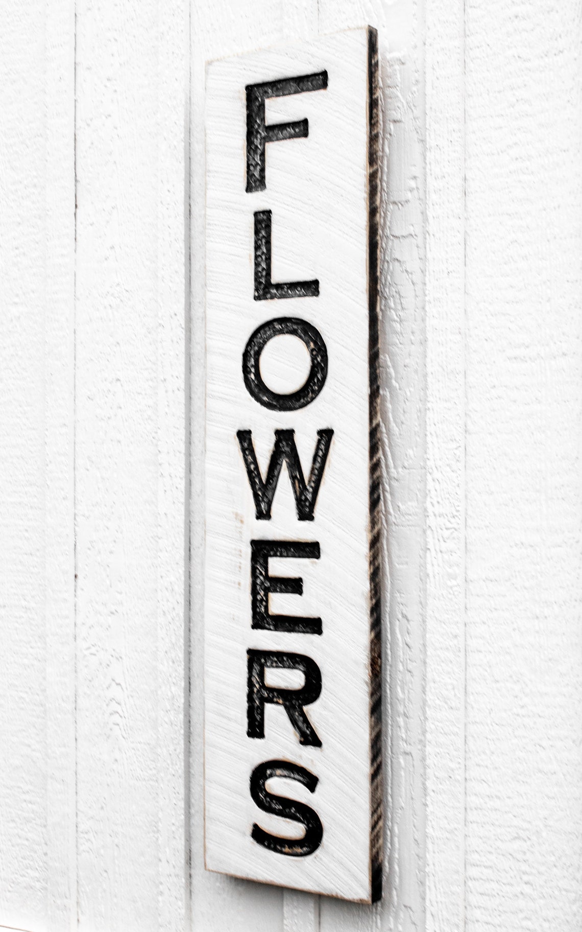 Flowers Sign Vertical Carved in a Solid Wood Board Rustic - Etsy
