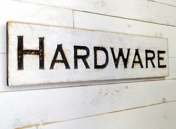 Hardware Sign Carved in a 40x10 Solid Wood Board | Etsy