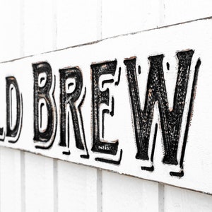 Cold Brew Sign - Carved in a Solid Wood Board Rustic Distressed ...