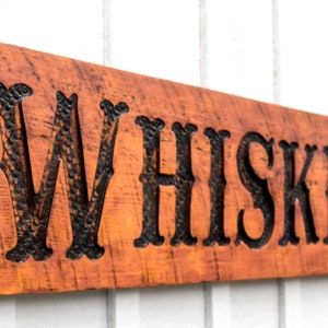 Whiskey Sign - Carved in a Solid Wood Board Rustic Distressed Farmhouse ...