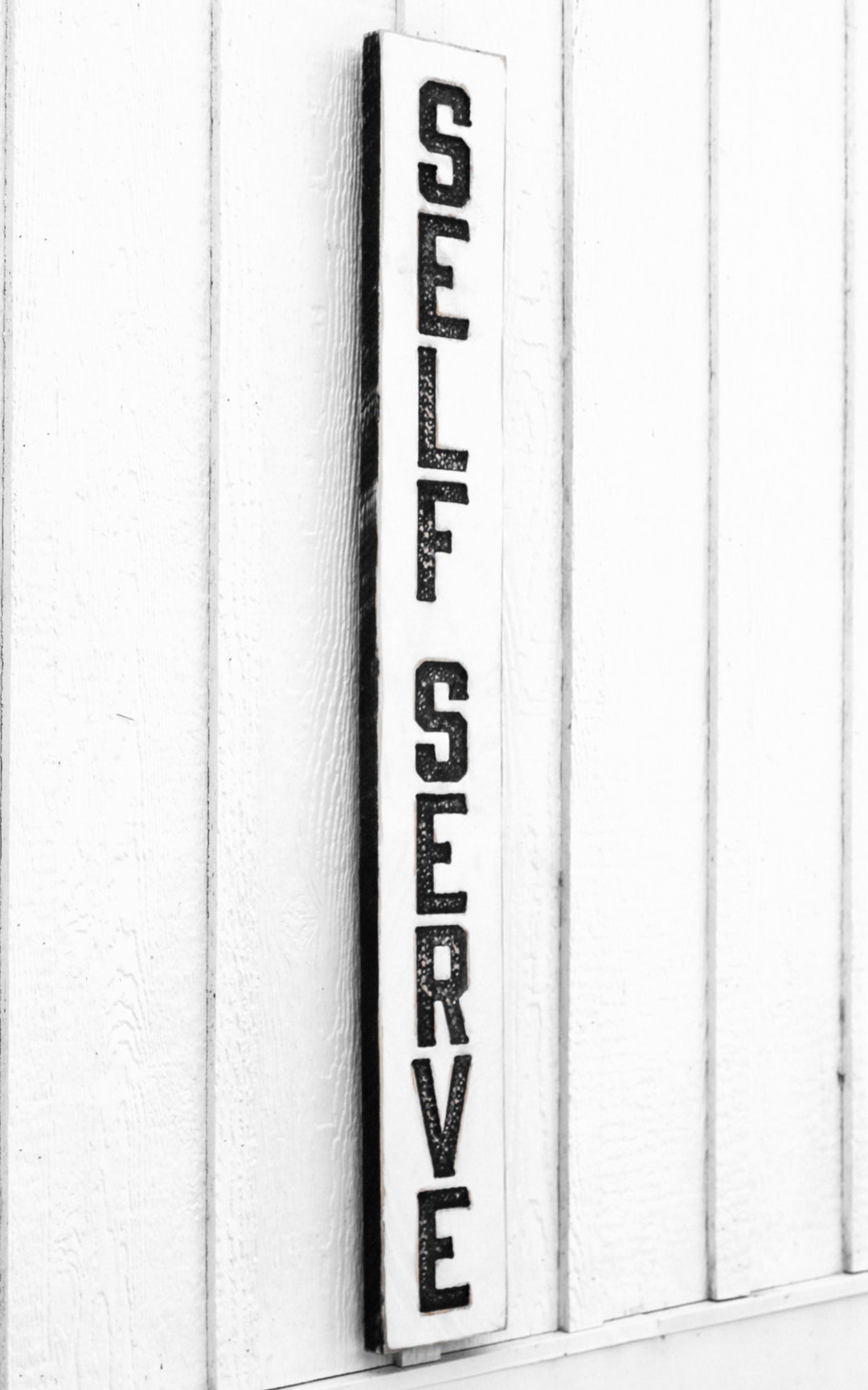 Vertical Self Serve Sign - Carved in a 6" X 45" Solid Wood Board Rustic ...