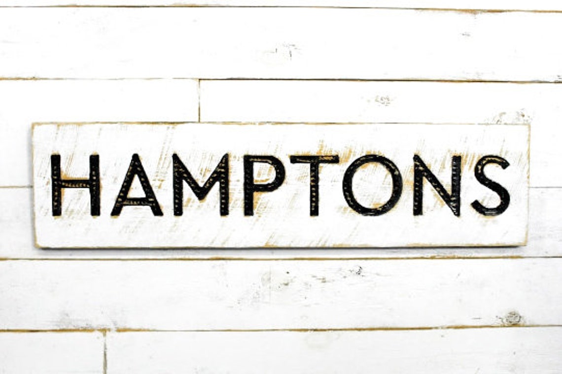 Hamptons Sign - Rustic Carved Wood Farmhouse Decor - Etsy