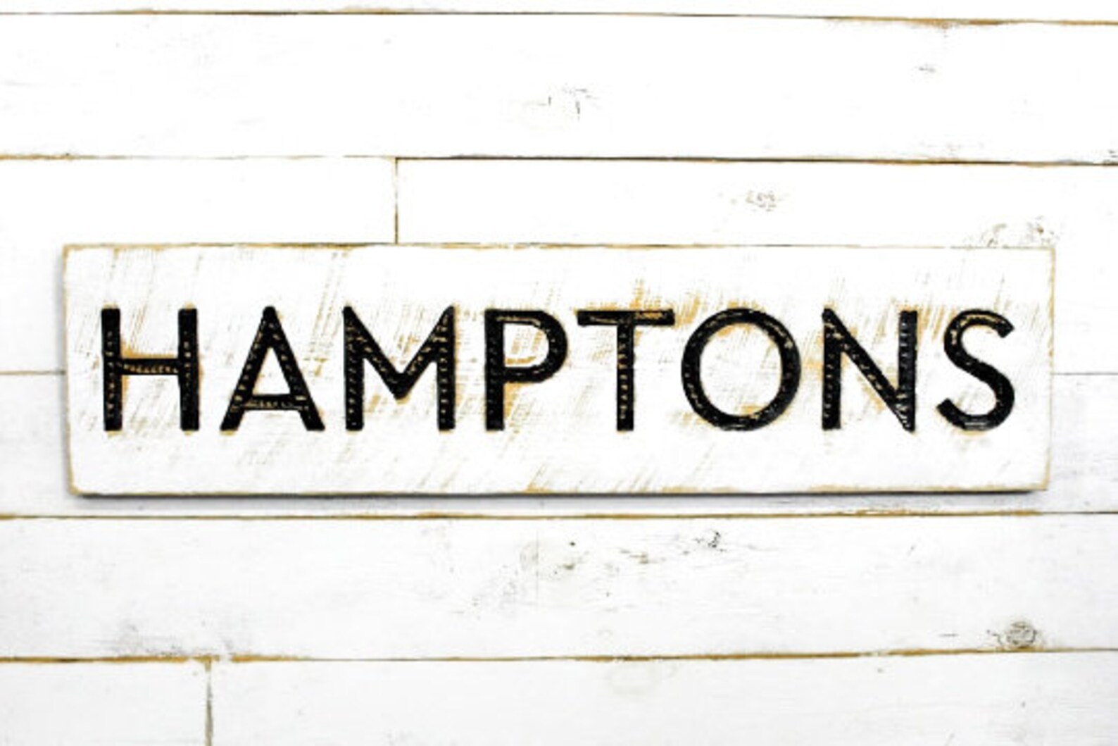 Hamptons Sign Carved in a 40x10 Solid Wood Board | Etsy