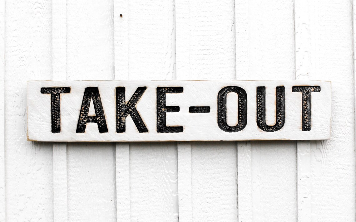Take-out Sign Carved in a 40x8 Solid Wood Board | Etsy