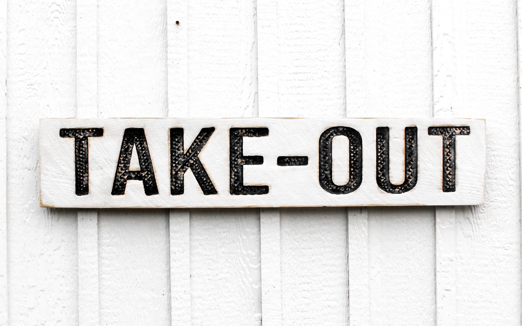 Take-Out Sign Carved in a 40x8 Solid Wood Board - Etsy Österreich