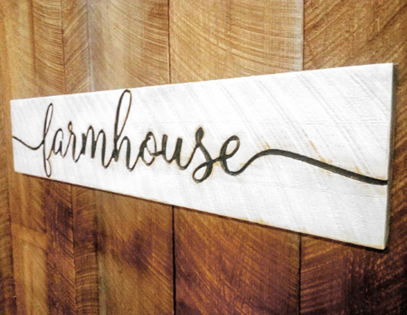 Farmhouse Sign Scripted - Carved in a 48”x10” Solid Wood Board Rustic ...