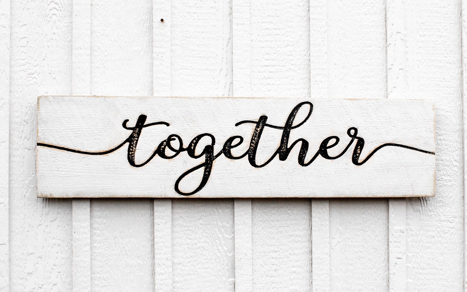 Script Together Sign - Carved in a 40"x10" Solid Wood Board Rustic ...