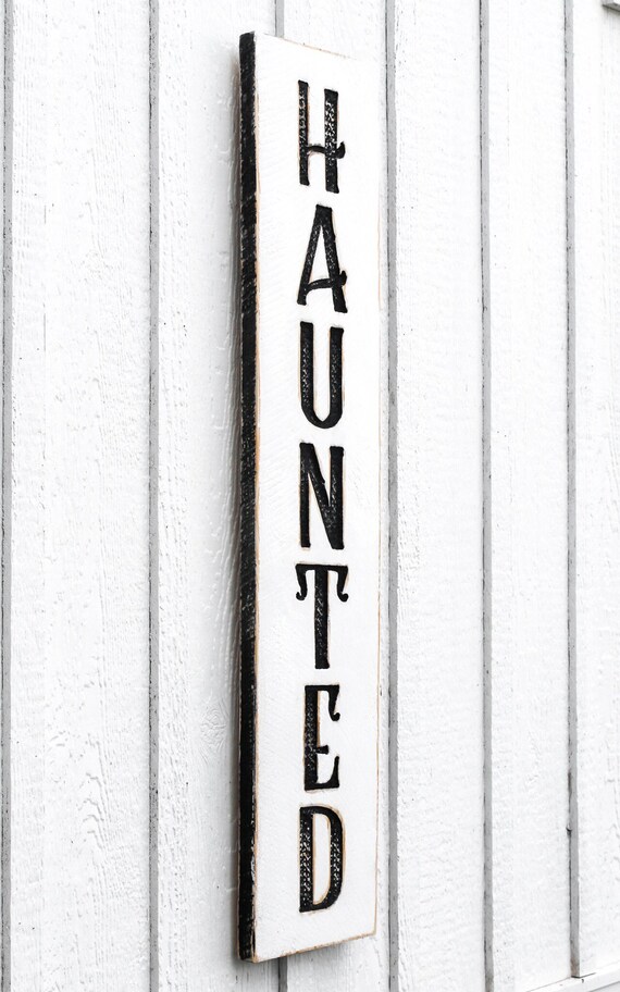 Haunted Sign Carved in a Solid Wood Board Farmhouse Décor - Etsy