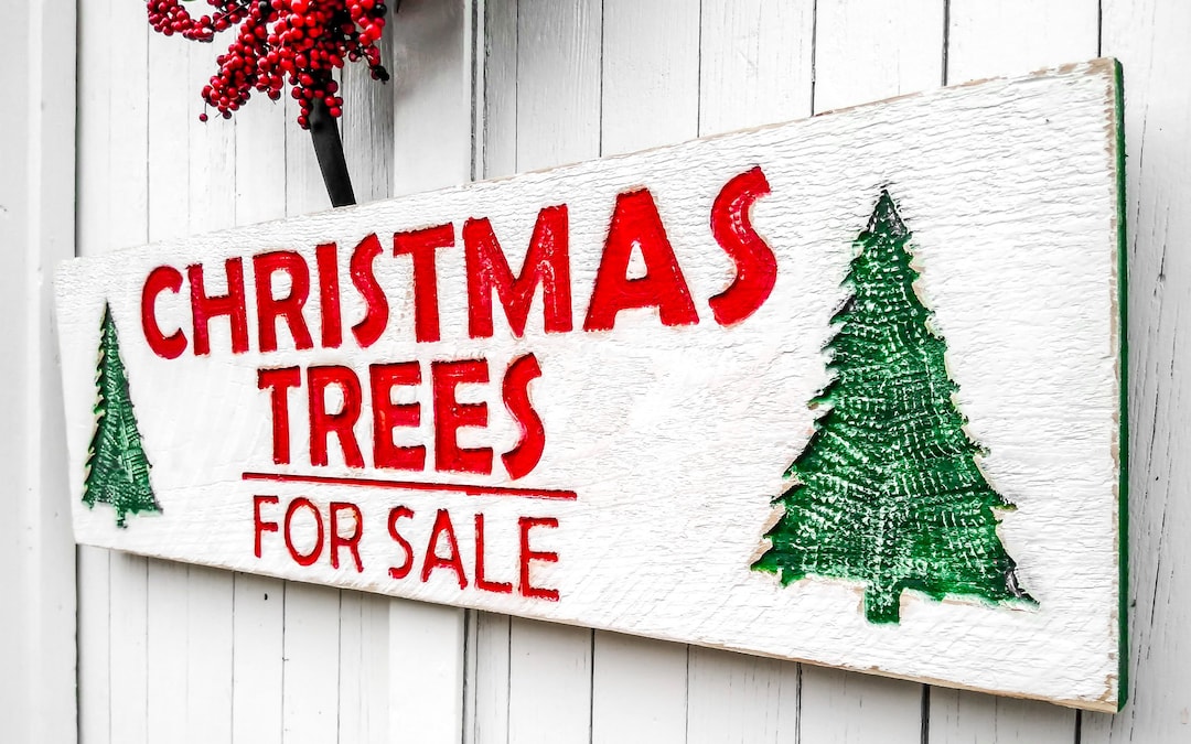 Christmas Trees for Sale Sign | Carved in Solid Wood | Rustic ...