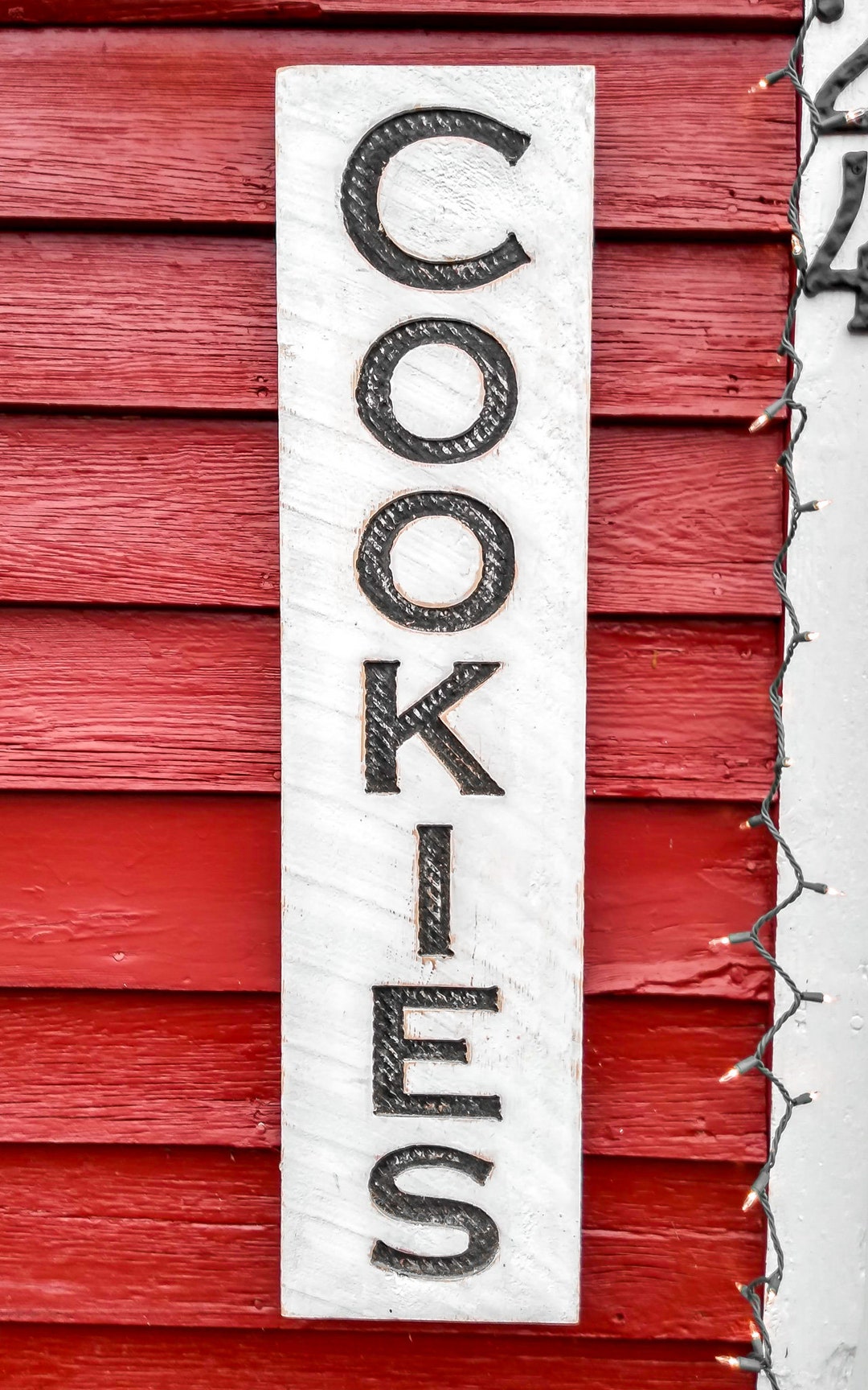 Cookies Sign | Carved in Solid Wood | Rustic Distressed Finish ...