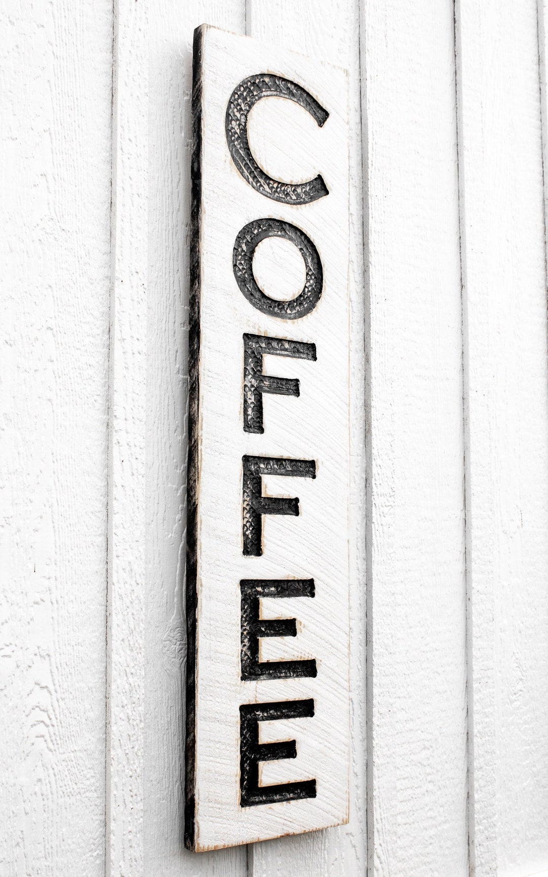 Coffee Sign Vertical - Carved in a Solid Wood Board Rustic Distressed ...