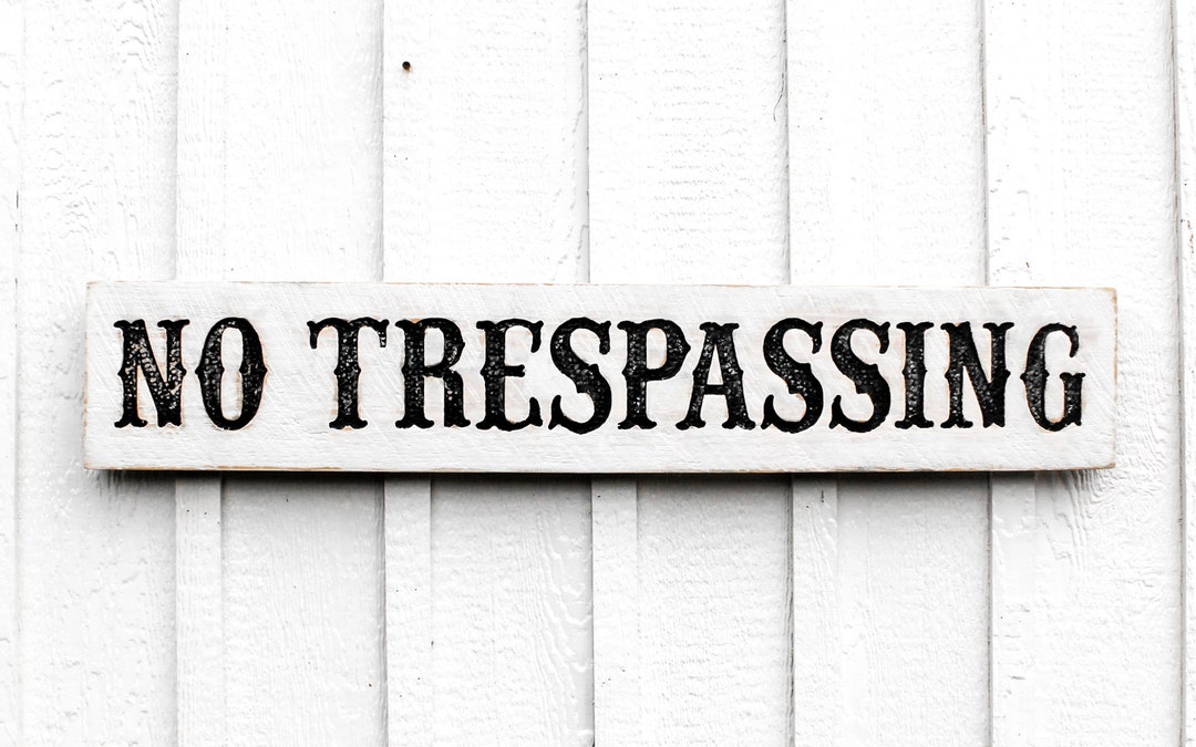 No Trespassing Sign - Carved Solid Wood Board Rustic Distressed ...