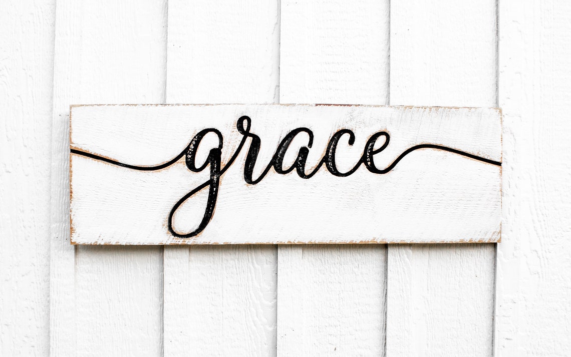 Grace Sign Carved in a 30x10 Solid Wood Board Rustic | Etsy