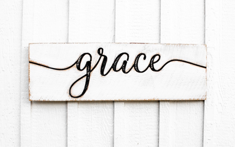 Grace Sign Carved in a 30x10 Solid Wood Board Rustic - Etsy