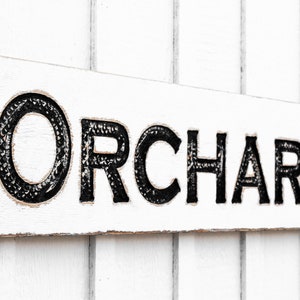 Orchard Sign - Carved in a Solid Wood Board Rustic Distressed Farmhouse ...