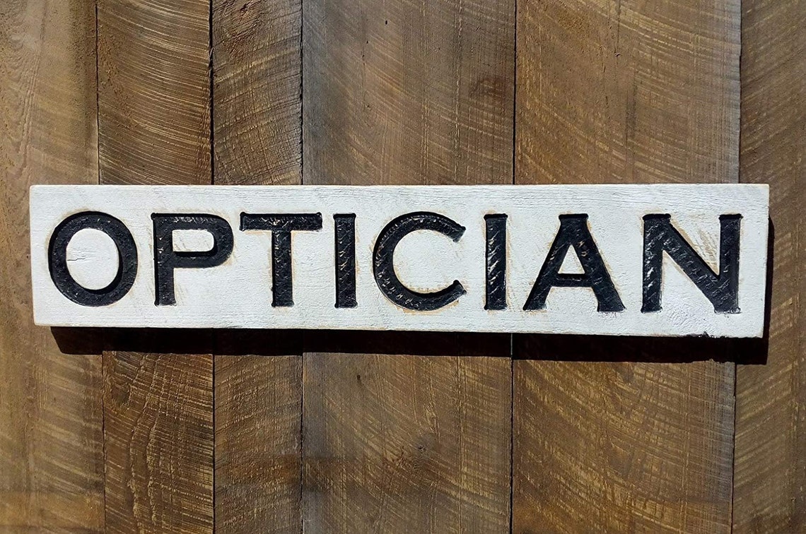 Optician Sign Carved in a 40x8 Solid Wood Board | Etsy