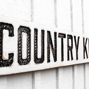 Country Kitchen Sign - Carved in a Solid Wood Board Rustic Distressed ...