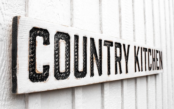 Country Kitchen Sign Carved in a Solid Wood Board Rustic - Etsy