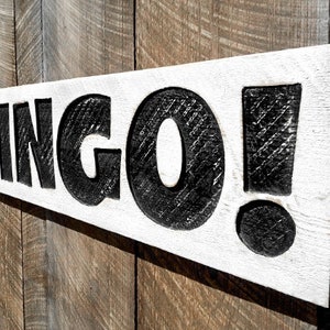 Bingo! Sign - Carved in a 40"x10" Solid Wood Board Rustic Distressed ...