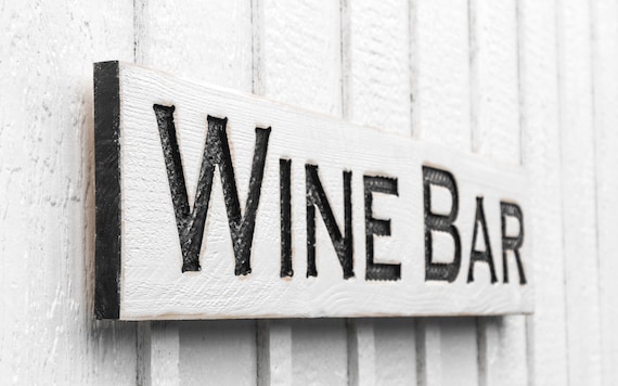 Wine Bar Sign Carved in a Solid Wood Board Rustic Distressed - Etsy