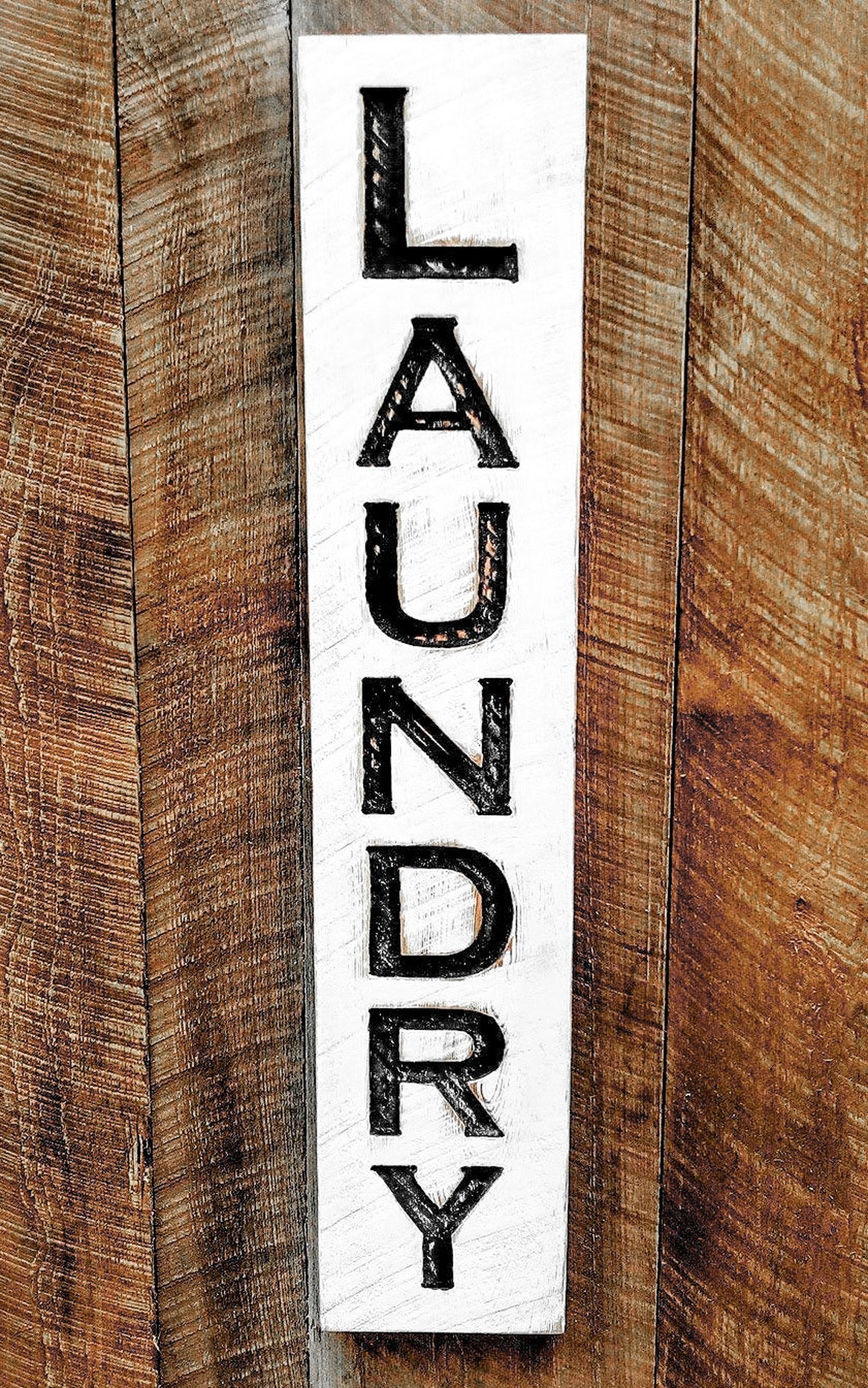 Laundry Sign Vertical Carved in a Solid Wood Board Rustic | Etsy