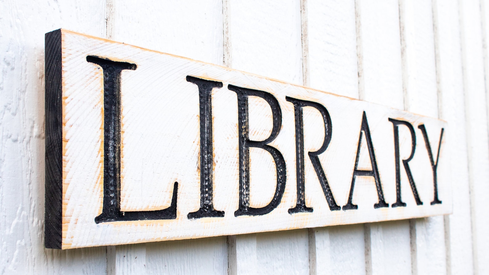 Library Sign Carved in a 40x8 Solid Wood Board | Etsy