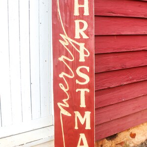 Large Merry Christmas Sign | Carved in Solid Wood | Rustic Distressed ...