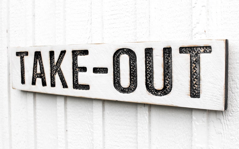 Take-out Sign Carved in a 40x8 Solid Wood Board - Etsy