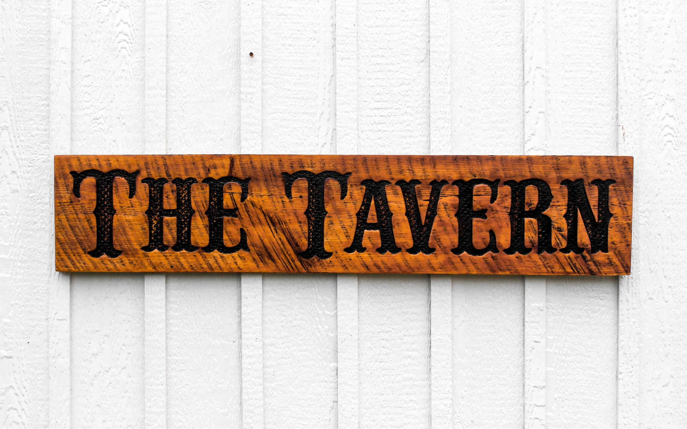 The Tavern Sign Carved in a Solid Wood Board Rustic | Etsy