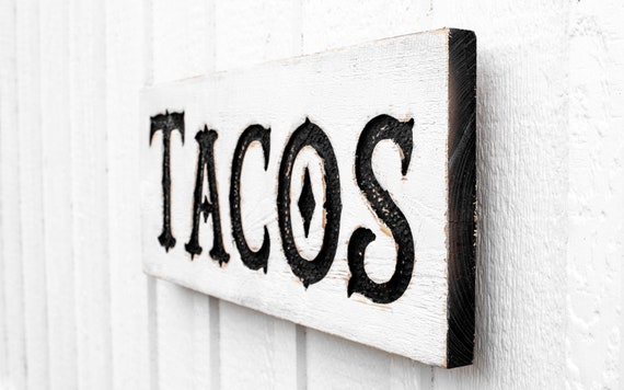 Tacos Sign Carved in a 24x10 Solid Wood Board - Etsy