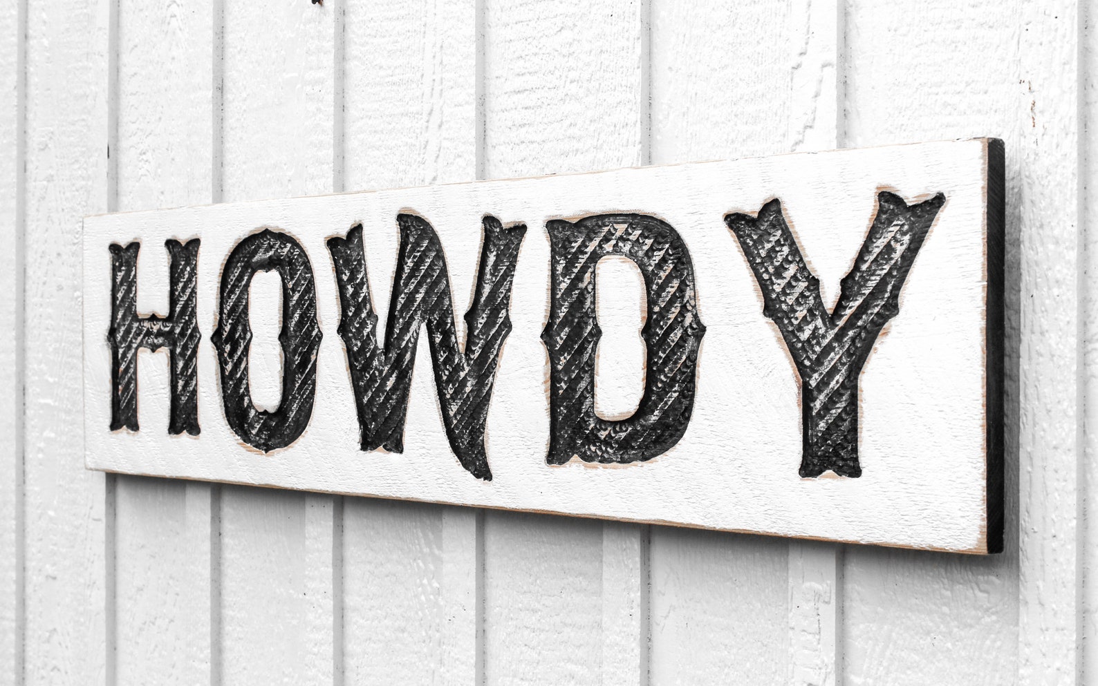 Howdy Sign Carved in a Solid Wood Board Rustic Distressed - Etsy