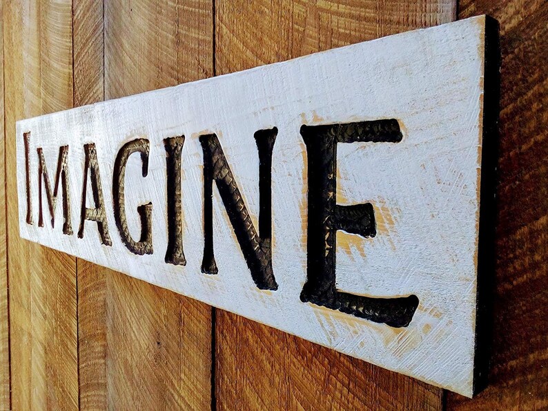 Imagine Sign Carved in a 40x10 Solid Wood Board Rustic | Etsy