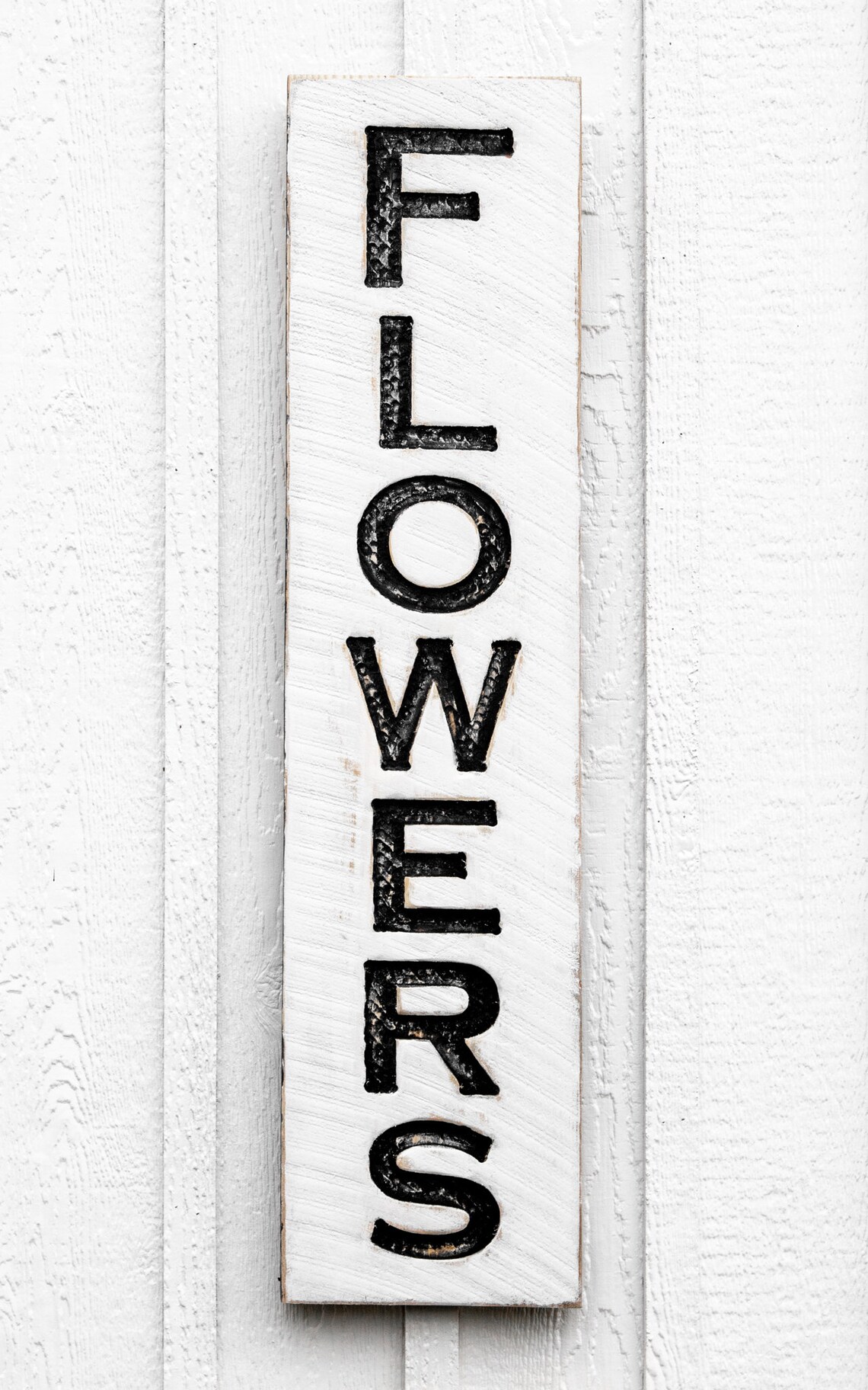 Flowers Sign Vertical Carved in a Solid Wood Board Rustic - Etsy
