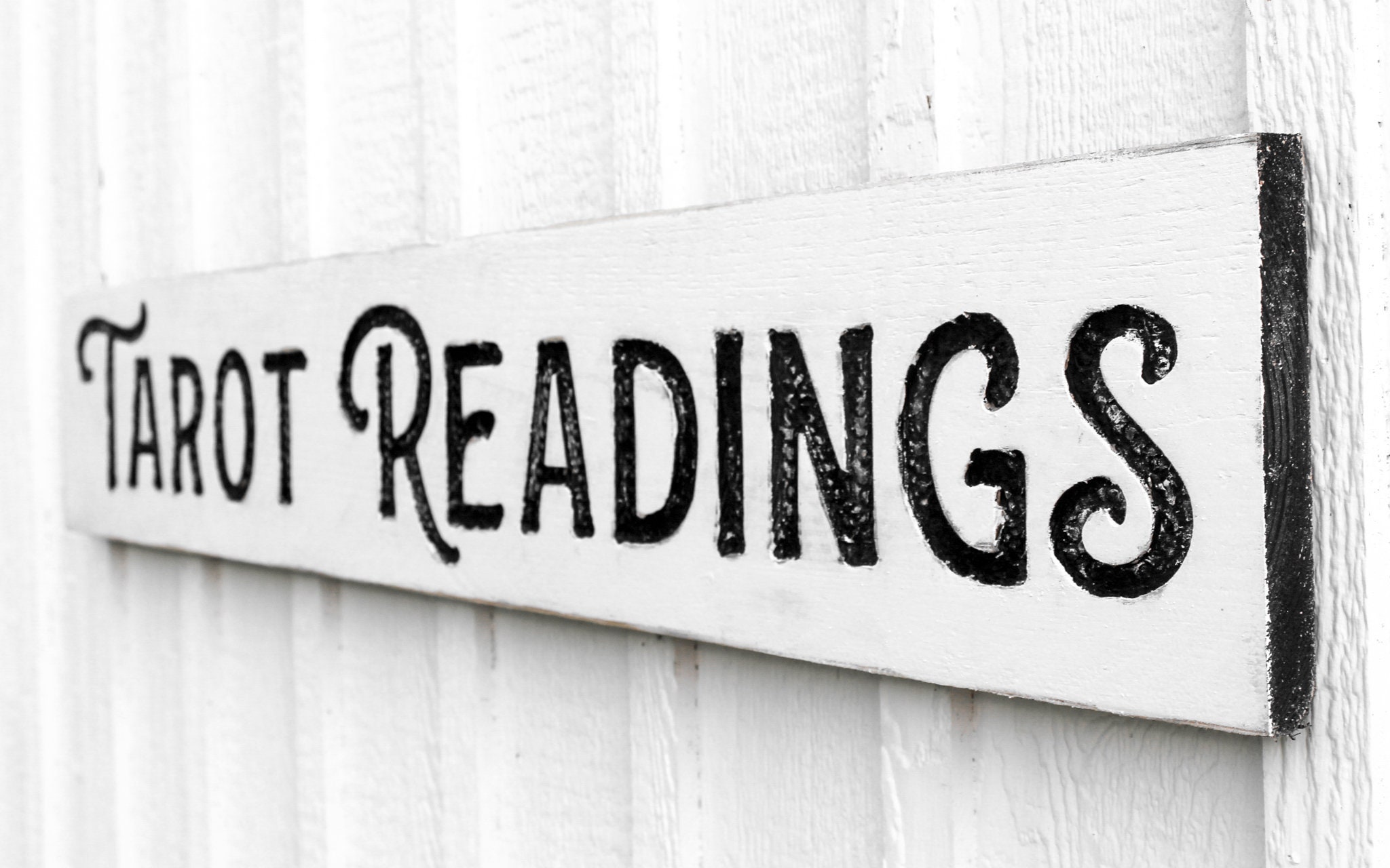 Tarot Reading Sign | Carved in Solid Wood | Rustic Distressed Finish ...