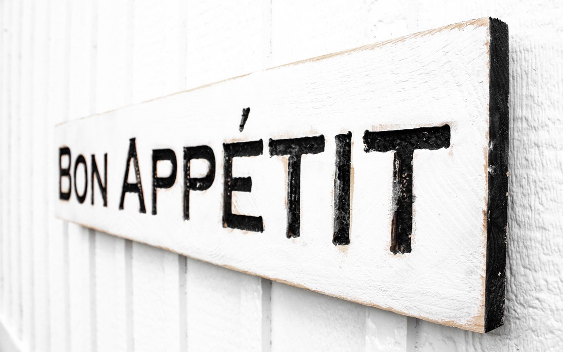 Bon Appetit Sign Carved in a Solid Wood Board Rustic - Etsy