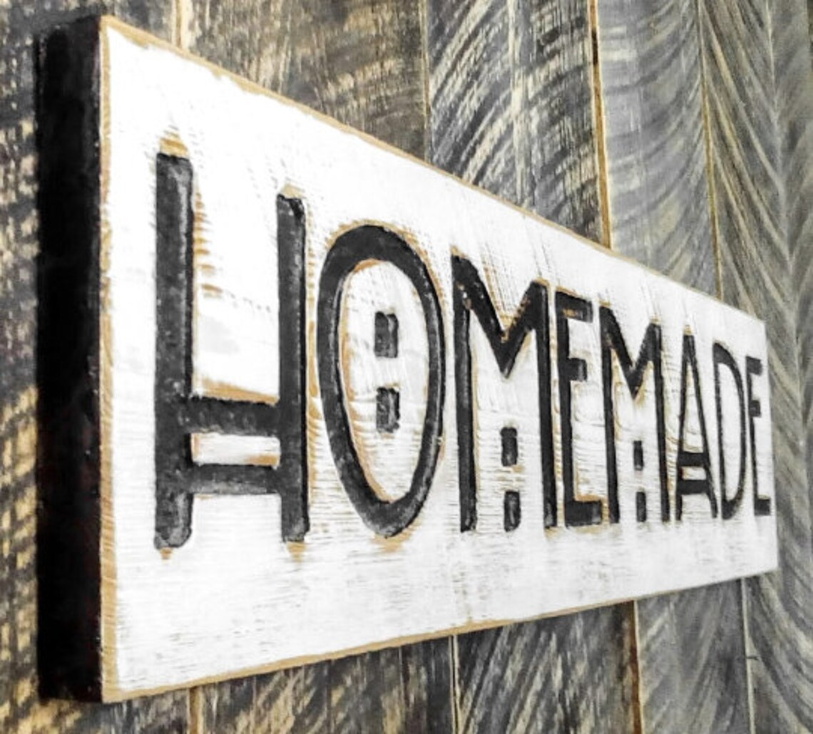 Homemade Sign Carved in a Solid Wood Board Rustic Distressed - Etsy