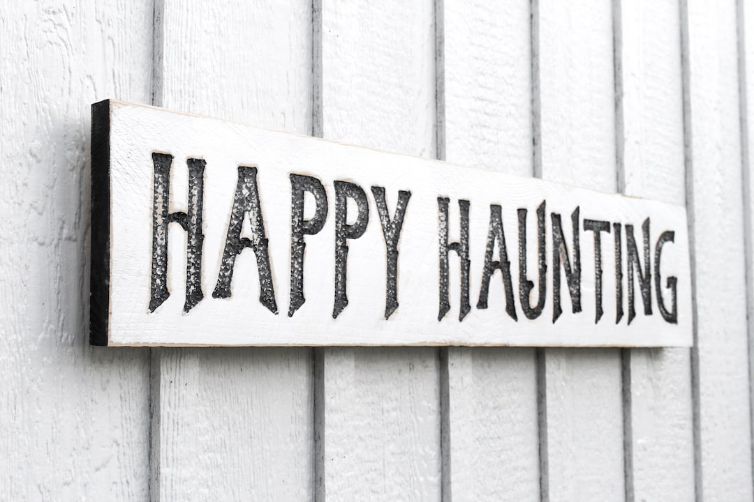 Happy Haunting Sign | Carved in Solid Wood | Spooky Halloween Décor ...