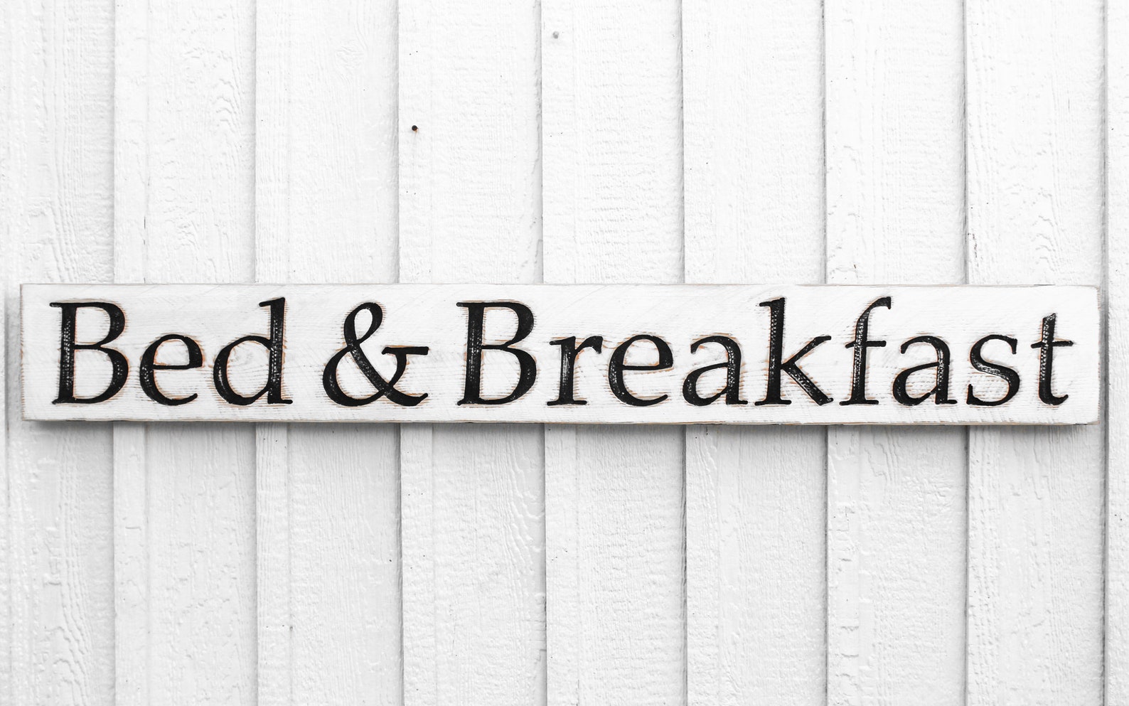 Bed & Breakfast Sign - Carved in a Solid Wood Board Rustic Distressed ...