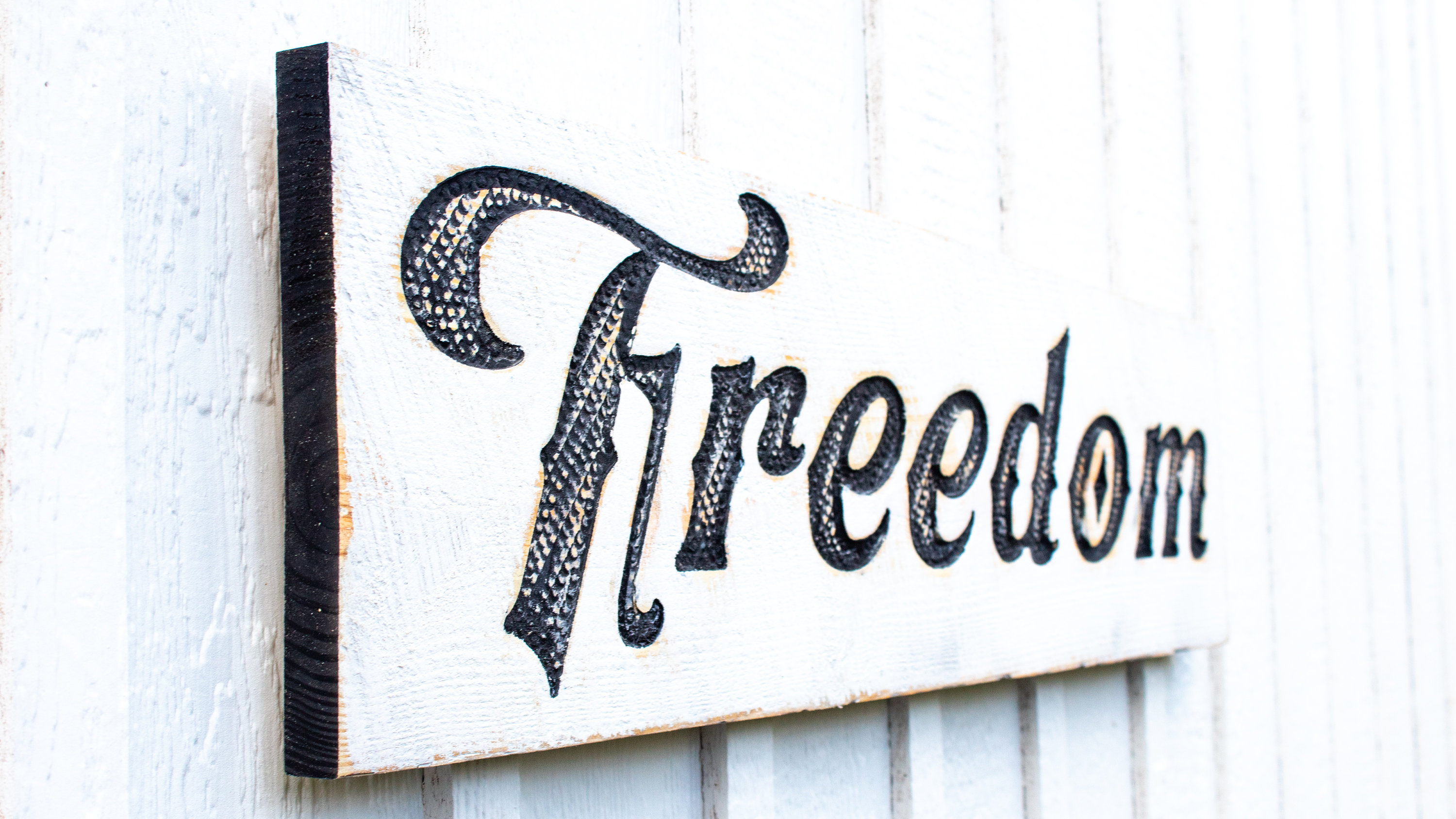 Freedom Sign Carved in a 40x10 Solid Wood Board | Etsy