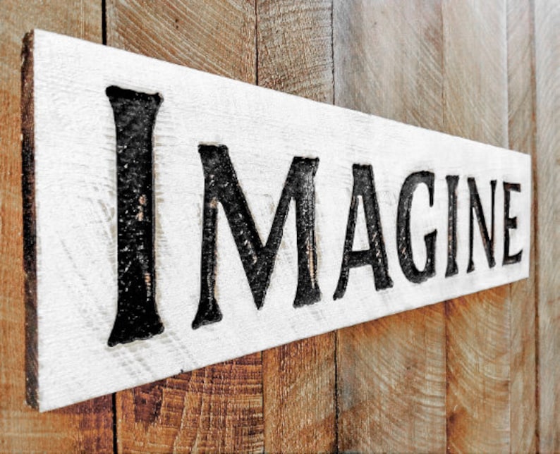 Imagine Sign Carved in a 40x10 Solid Wood Board Rustic - Etsy