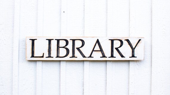 Library Sign Carved in a 40x8 Solid Wood Board | Etsy
